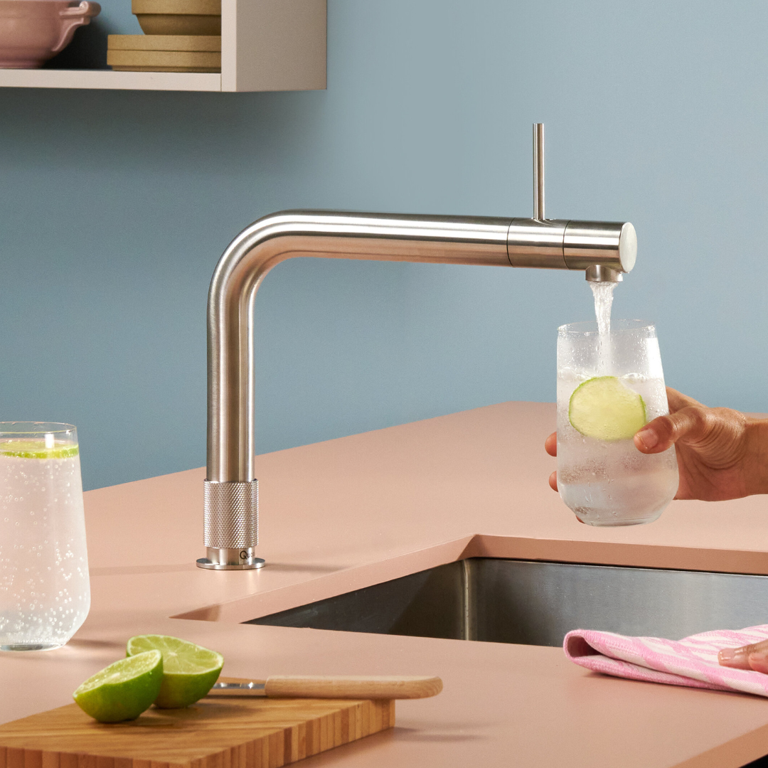 Kokendwaterkraan van Quooker in roestvrij staal