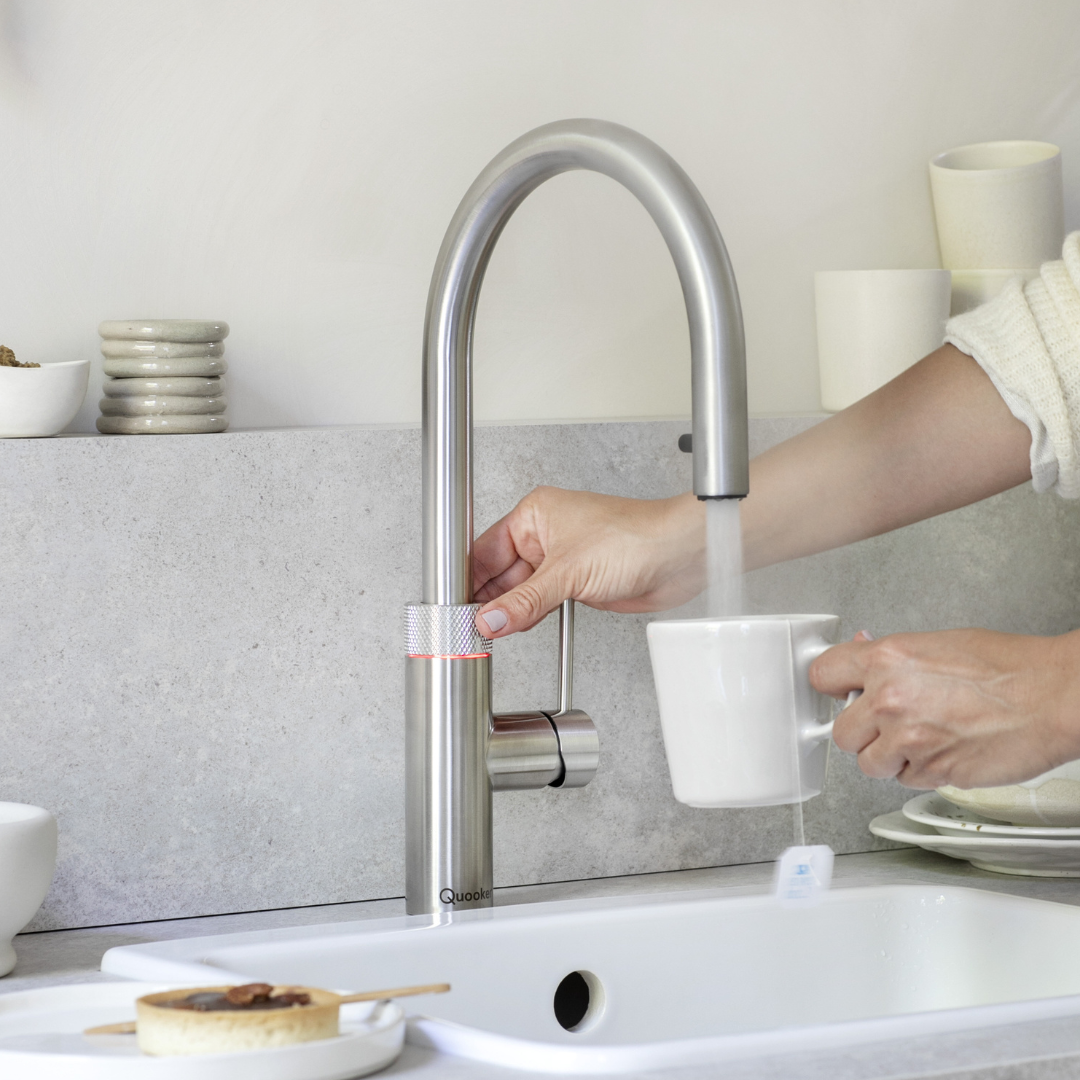 Kokendwaterkraan van Quooker in roestvrij staal