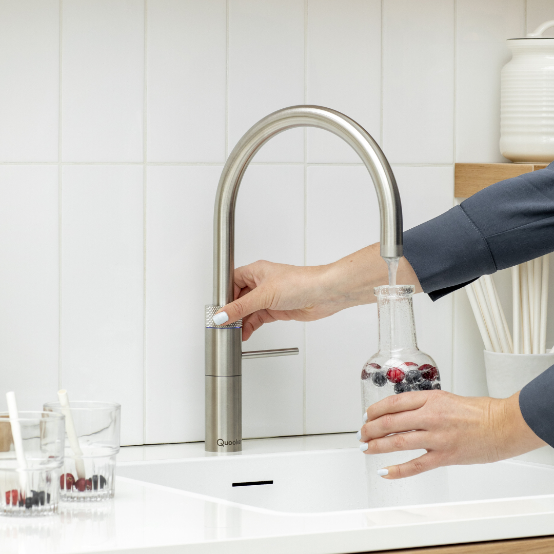 Kokendwaterkraan van Quooker in roestvrij staal